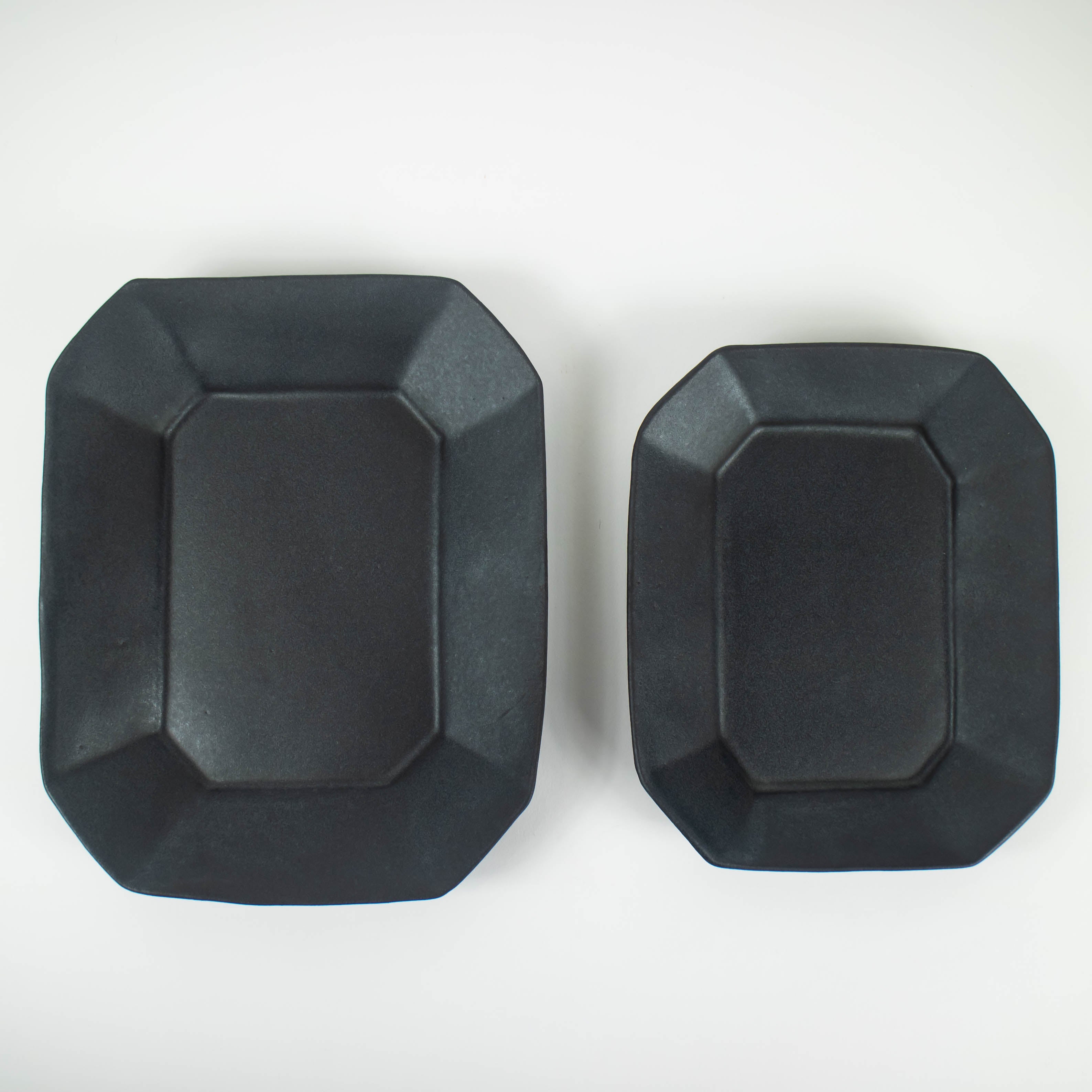 black octagonal dinner set